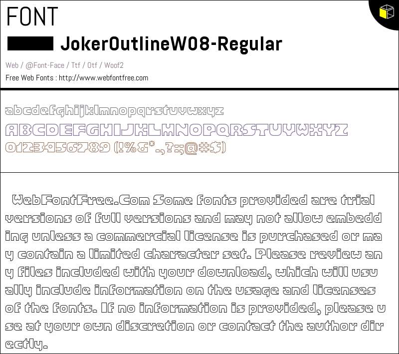 Joker Outline W08 Regular Fonts Downloads - WebFontFree.Com