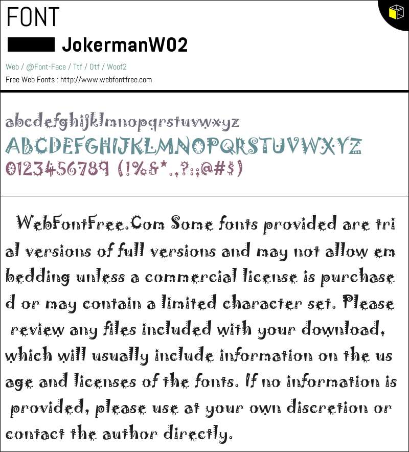 Jokerman W02 Fonts Downloads - WebFontFree.Com
