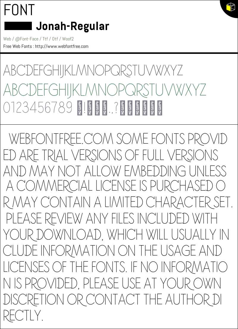 Jonah Regular Fonts Downloads - WebFontFree.Com