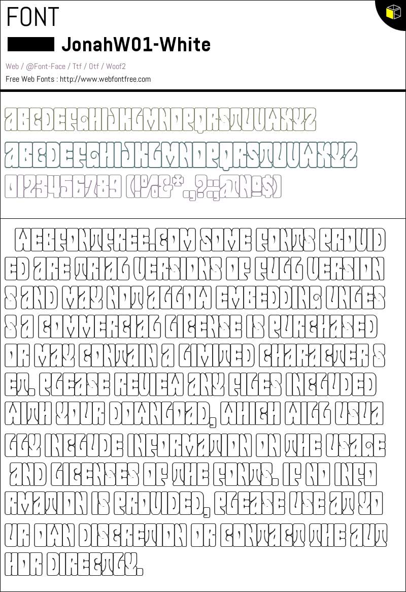 Jonah W01 White Fonts Downloads - WebFontFree.Com