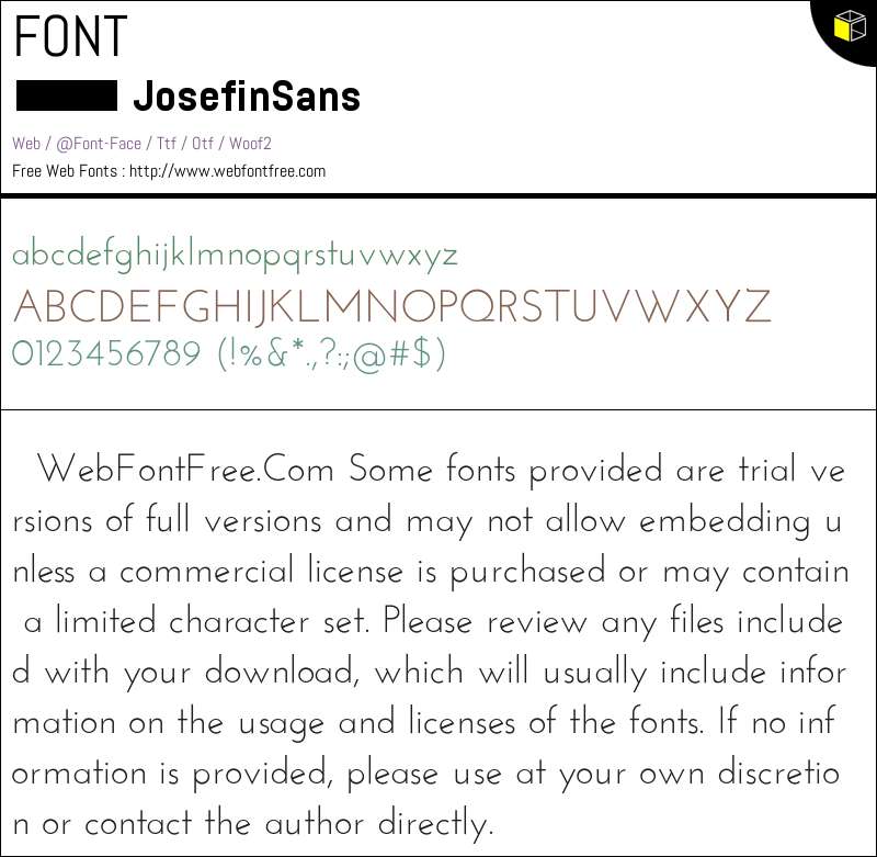 Josefin Sans 字体 下载 - WebFontFree.Com