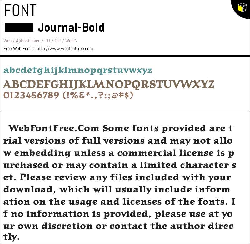 Journal-Bold Fonts Downloads - WebFontFree.Com