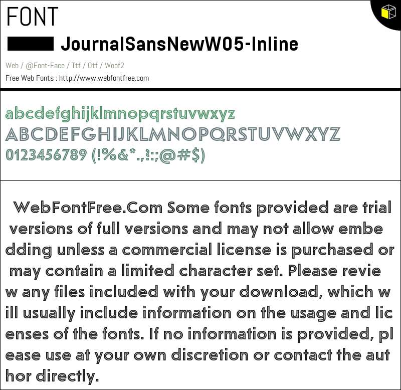 Journal Sans New W05 Inline Fonts Downloads - WebFontFree.Com
