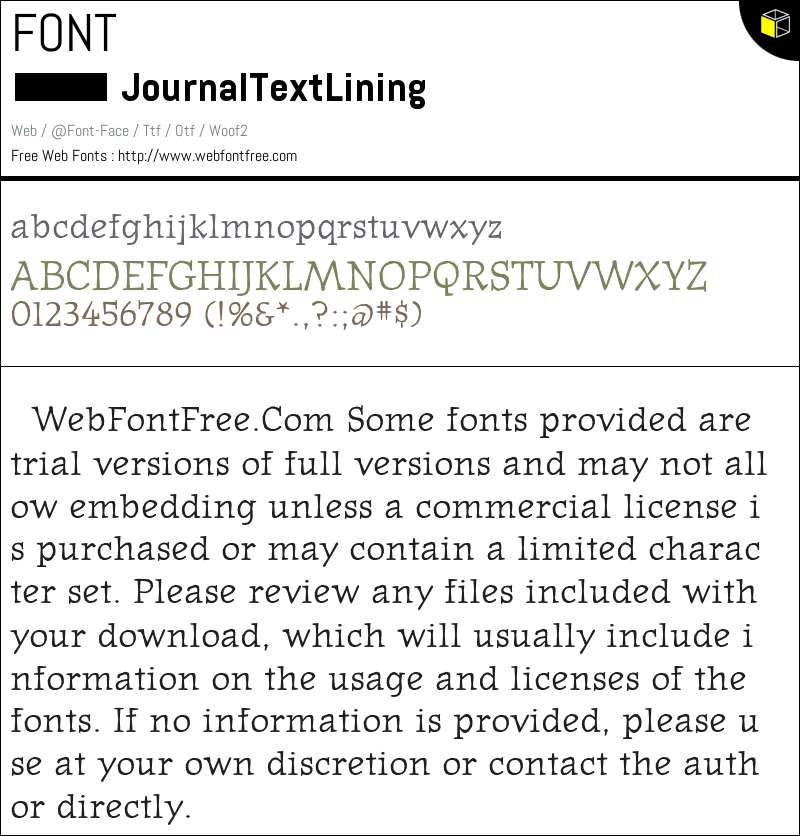 JournalTextLining Regular Fonts Downloads - WebFontFree.Com