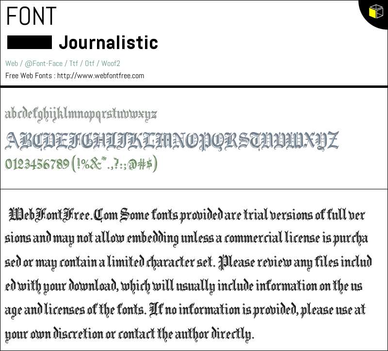 Journalistic Fonts Downloads - WebFontFree.Com