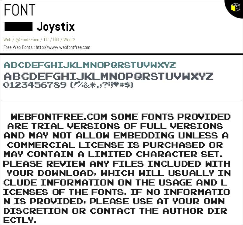 Joystix Fuentes Descargar - WebFontFree.Com