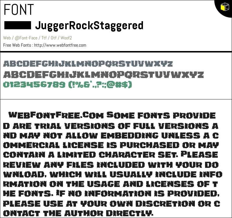 Jugger Rock Staggered Fonts Downloads - WebFontFree.Com