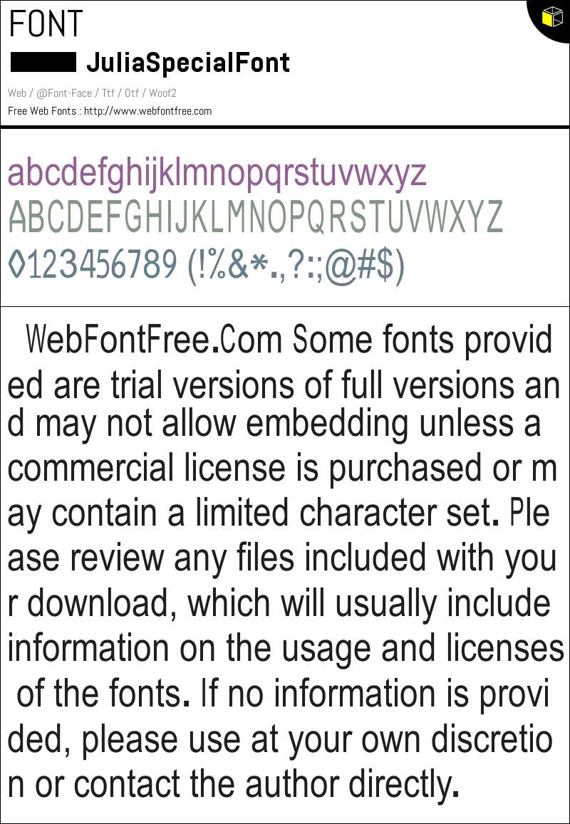 Julia Special Font Fonts Downloads - WebFontFree.Com