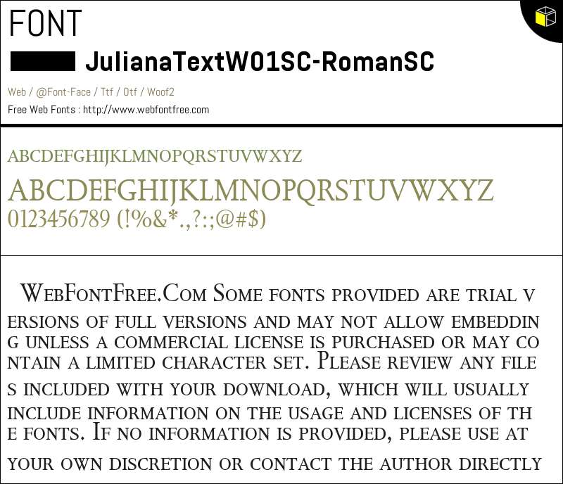 Juliana Text W01SC Roman SC Fuentes Descargar - WebFontFree.Com