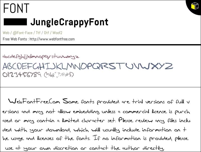 Jungles Severly Crappy Font Fonts Downloads - WebFontFree.Com