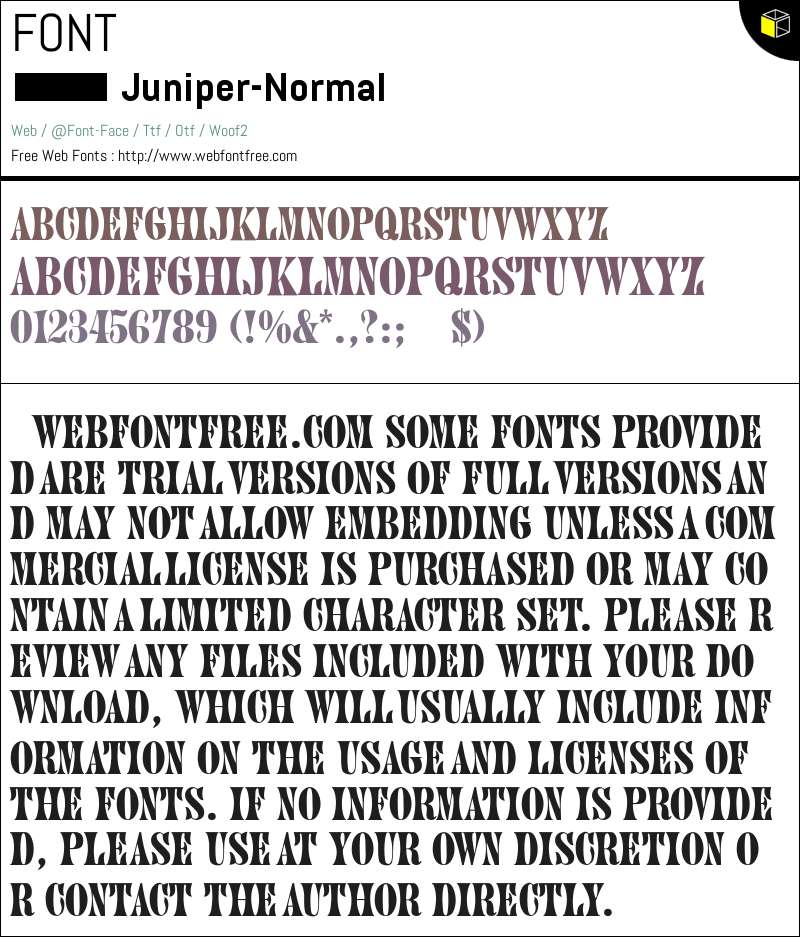 Juniper-Normal Fonts Downloads - WebFontFree.Com