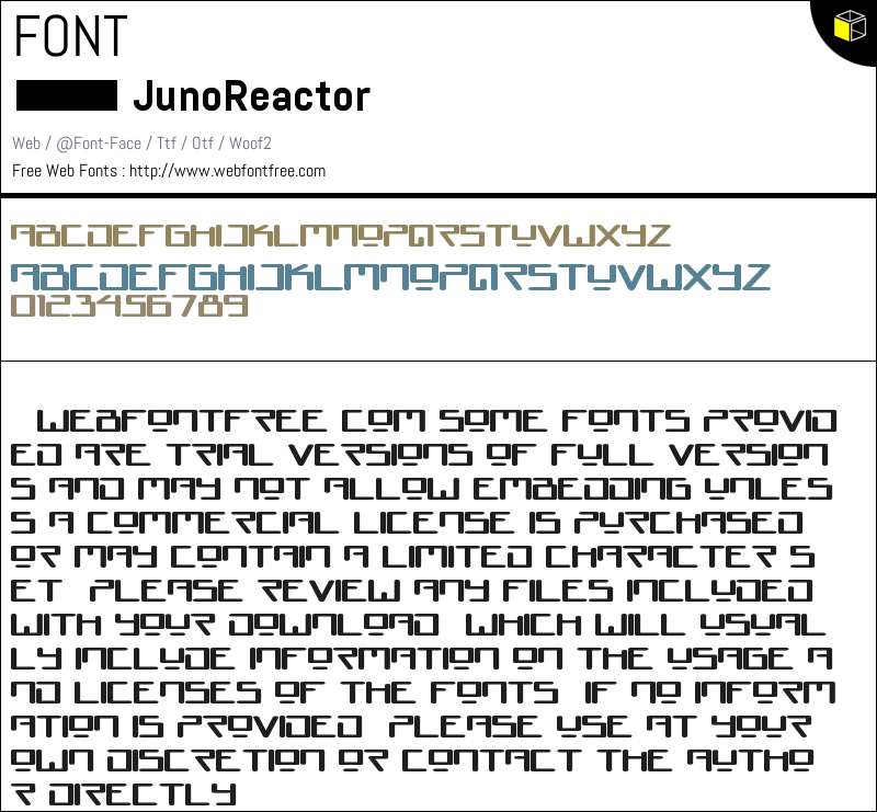 Juno Reactor Fonts Downloads - WebFontFree.Com