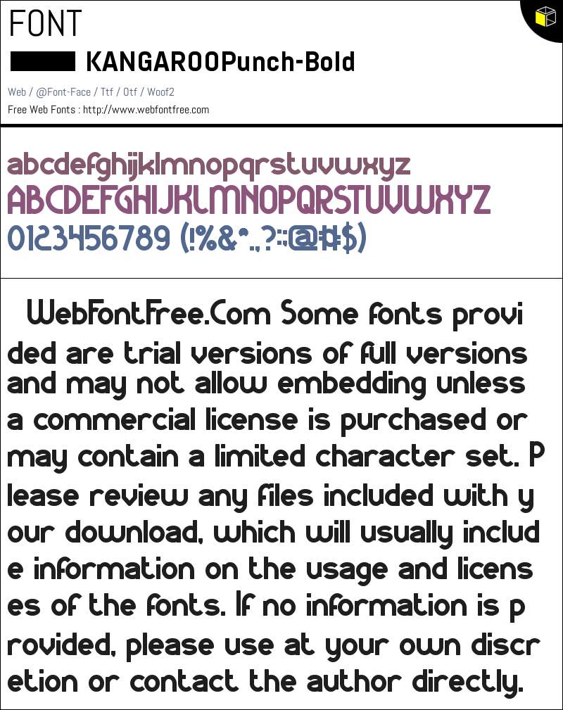 KANGAROO Punch Bold Fonts Downloads - WebFontFree.Com