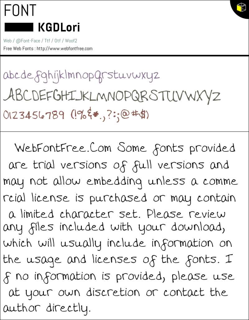 KGD Lori Fonts Downloads - WebFontFree.Com