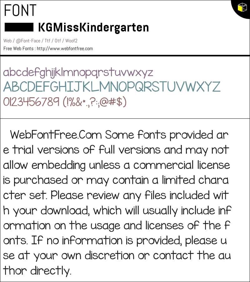 KG Miss Kindergarten Fonts Downloads - WebFontFree.Com
