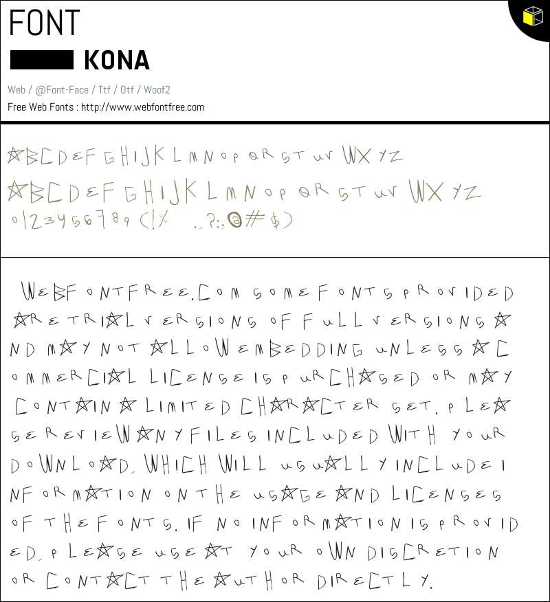 KONA Fonts Downloads - WebFontFree.Com