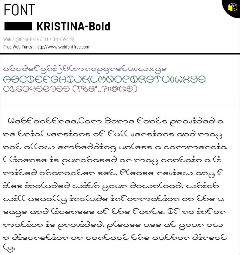 KRISTINA Bold Fonts Downloads - WebFontFree.Com