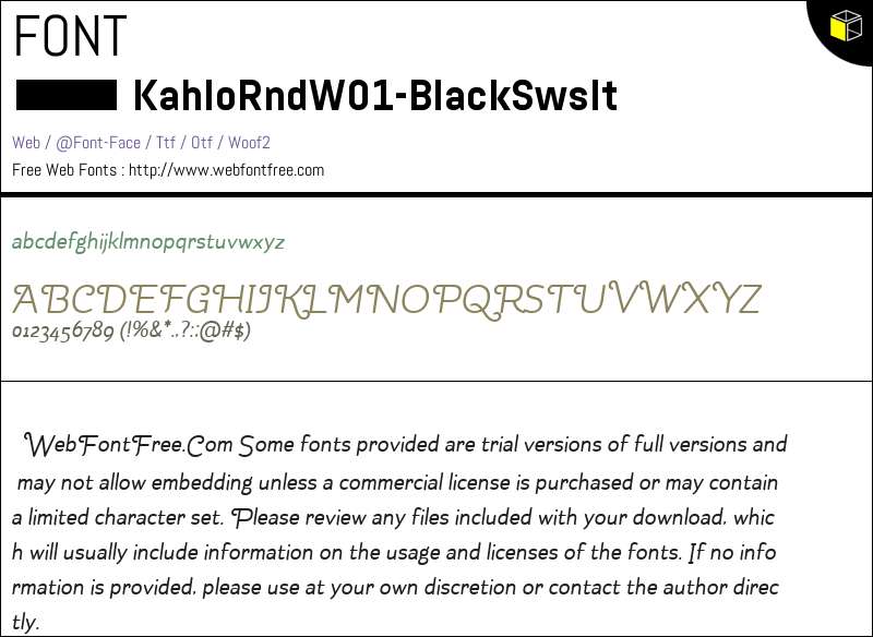 Kahlo Rnd W01 Black Sws It Fonts Downloads - WebFontFree.Com