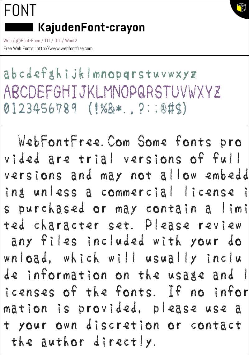 KajudenFont-crayon Fonts Downloads - WebFontFree.Com