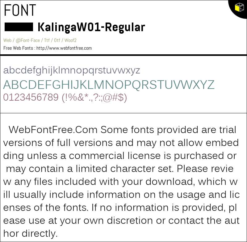 Kalinga W01 Regular Fonts Downloads - WebFontFree.Com