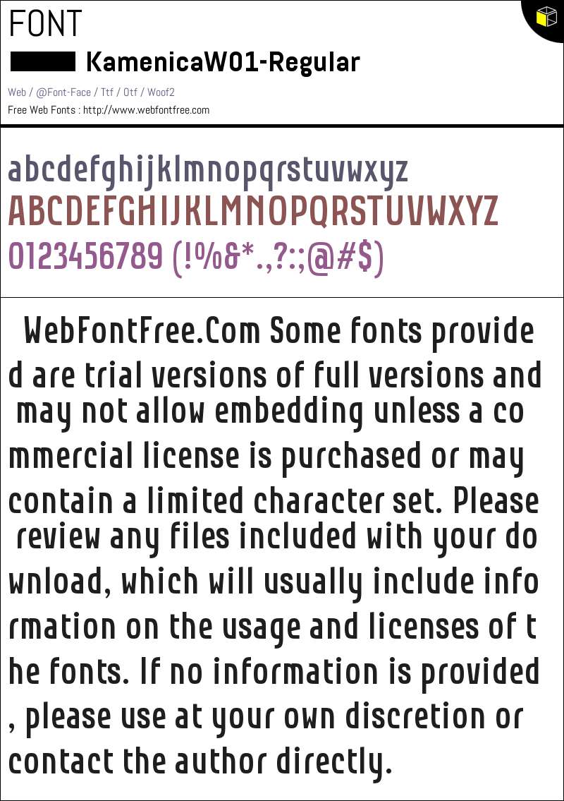 Kamenica W01 Regular Fonts Downloads - WebFontFree.Com