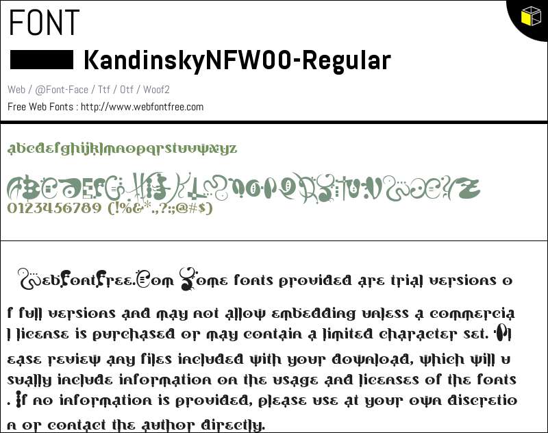 Kandinsky NF W00 Regular Fonts Downloads - WebFontFree.Com