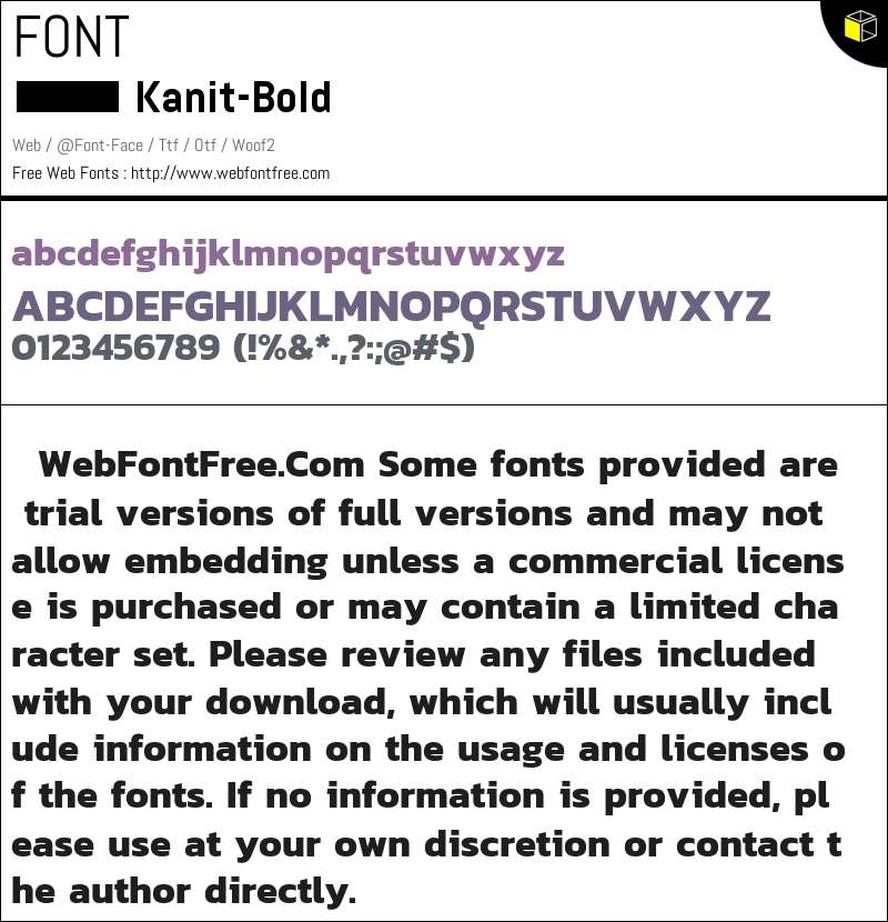 Kanit Bold Fonts Downloads - WebFontFree.Com