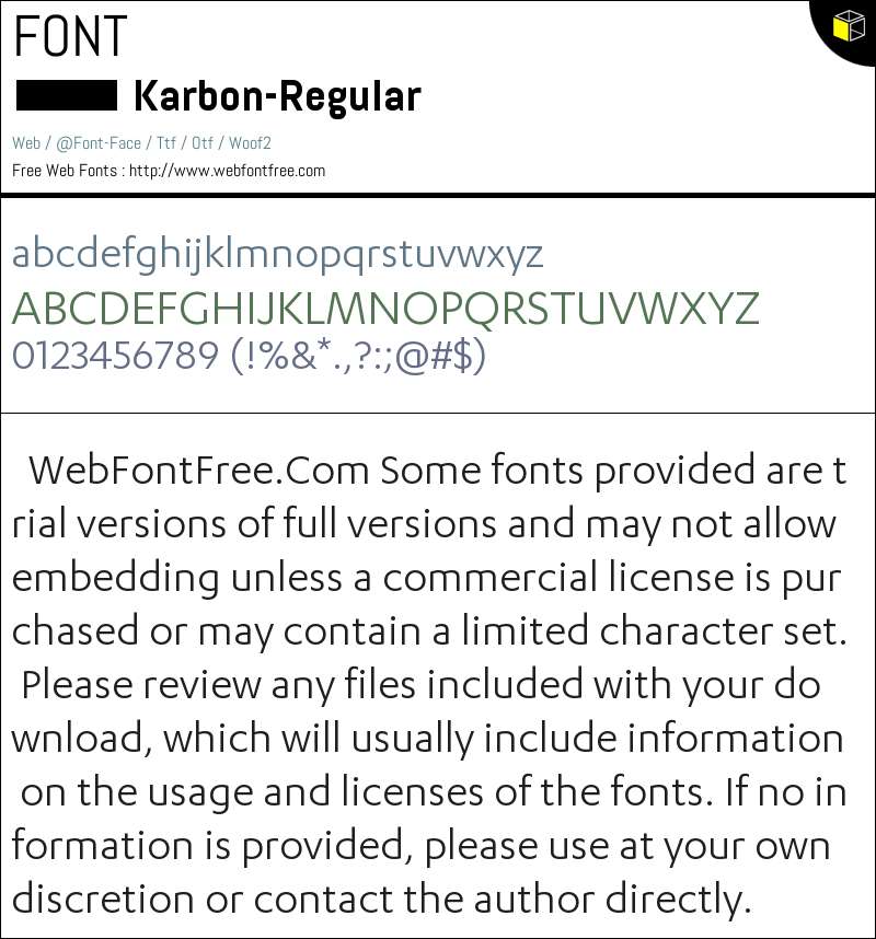 Karbon-Regular Fonts Downloads - WebFontFree.Com
