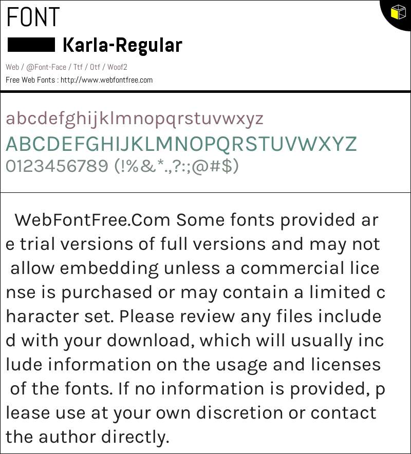 Karla Fonts Downloads - WebFontFree.Com