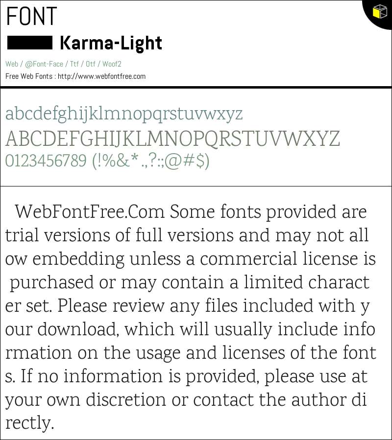 Karma Light Fonts Downloads - WebFontFree.Com