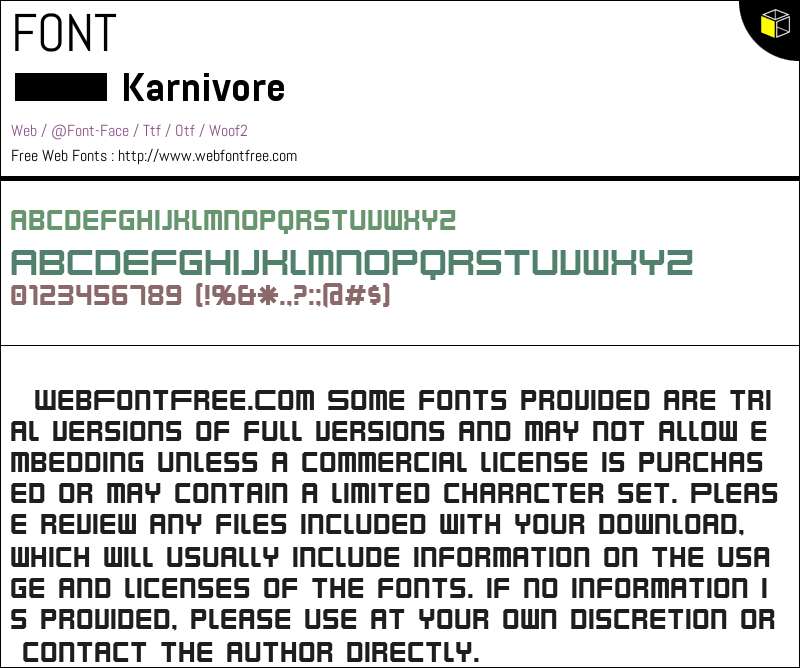 Karnivore Fonts Downloads - WebFontFree.Com