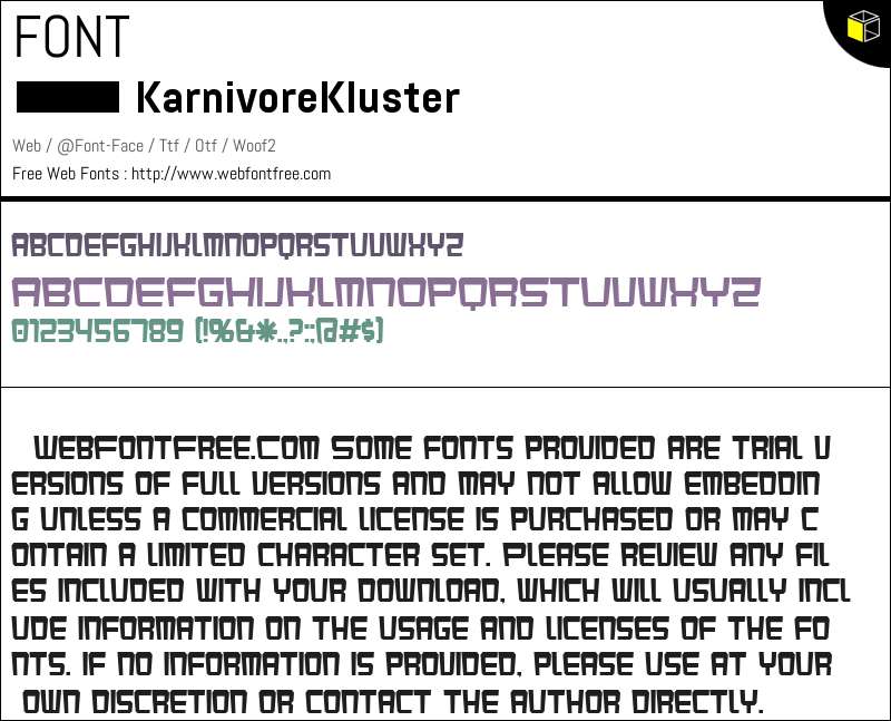 Karnivore Kluster Fonts Downloads - WebFontFree.Com