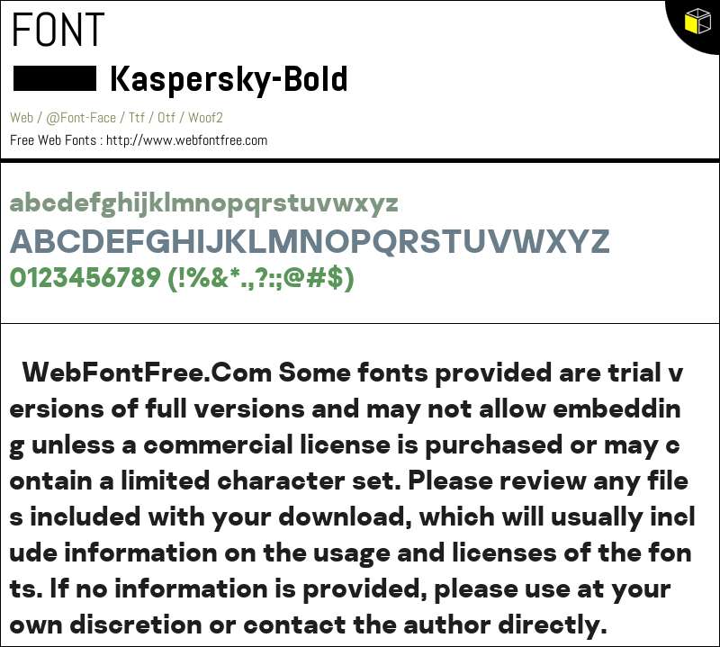 Kaspersky Bold Fonts Downloads - WebFontFree.Com