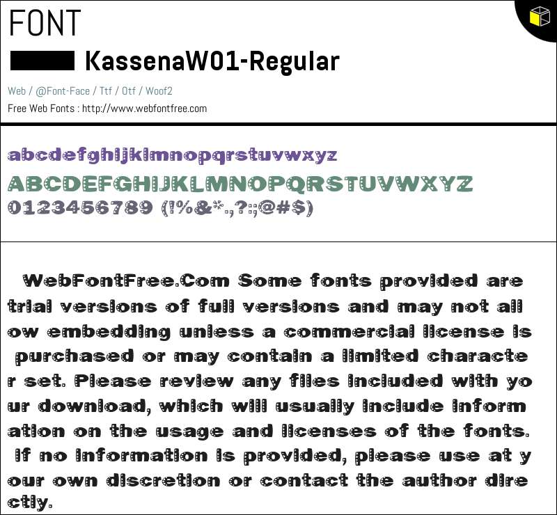 Kassena W01 Regular Fonts Downloads - WebFontFree.Com