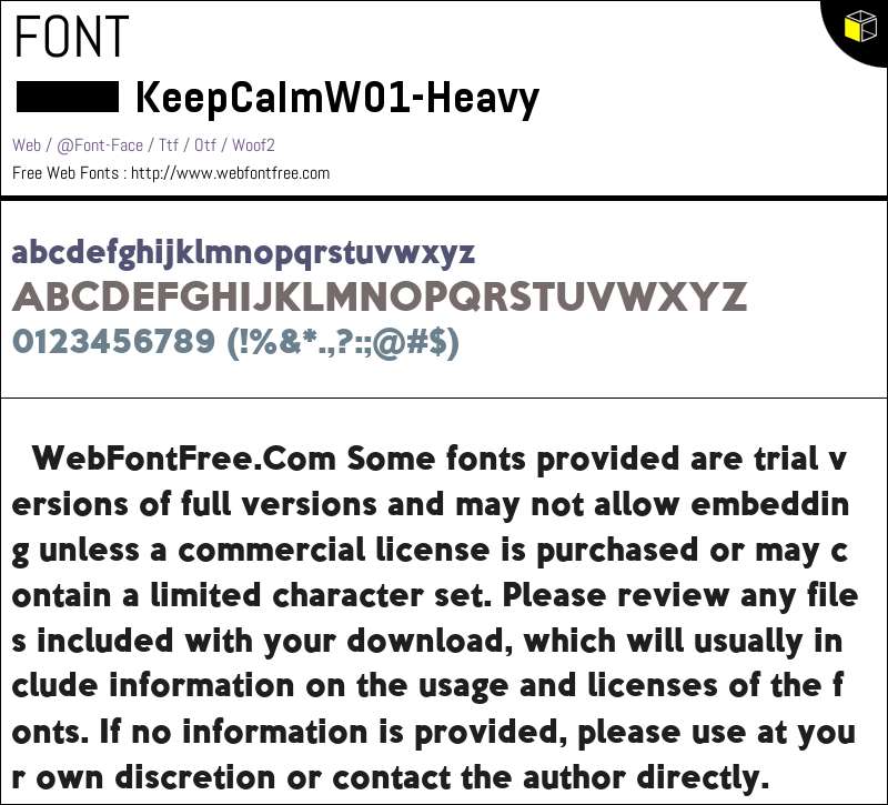 Keep Calm W01 Heavy Fonts Downloads - WebFontFree.Com