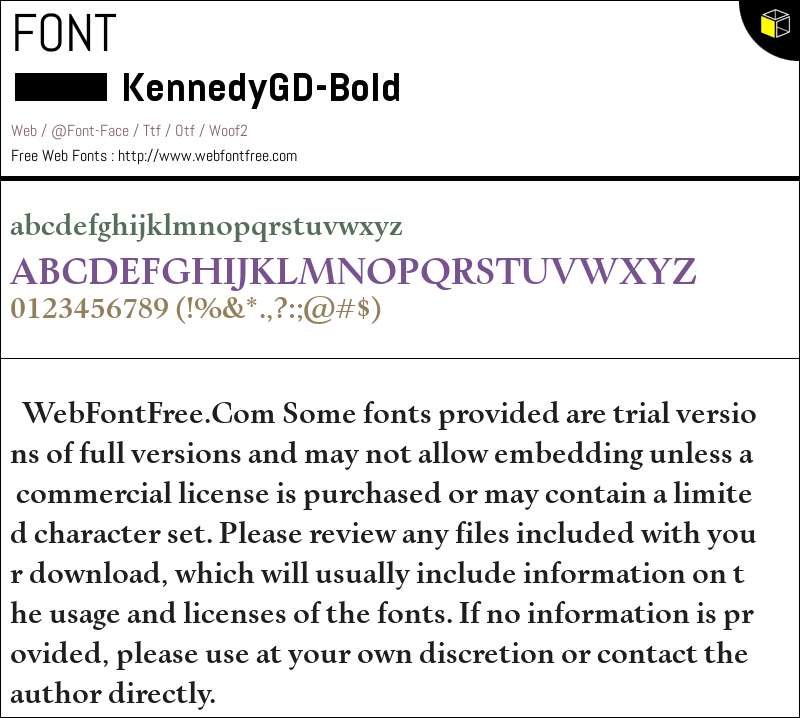 Kennedy Bold GD Fonts Downloads - WebFontFree.Com