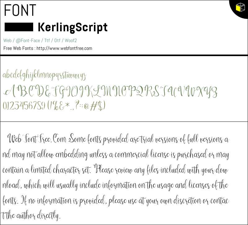 Kerling Script Fonts Downloads - WebFontFree.Com