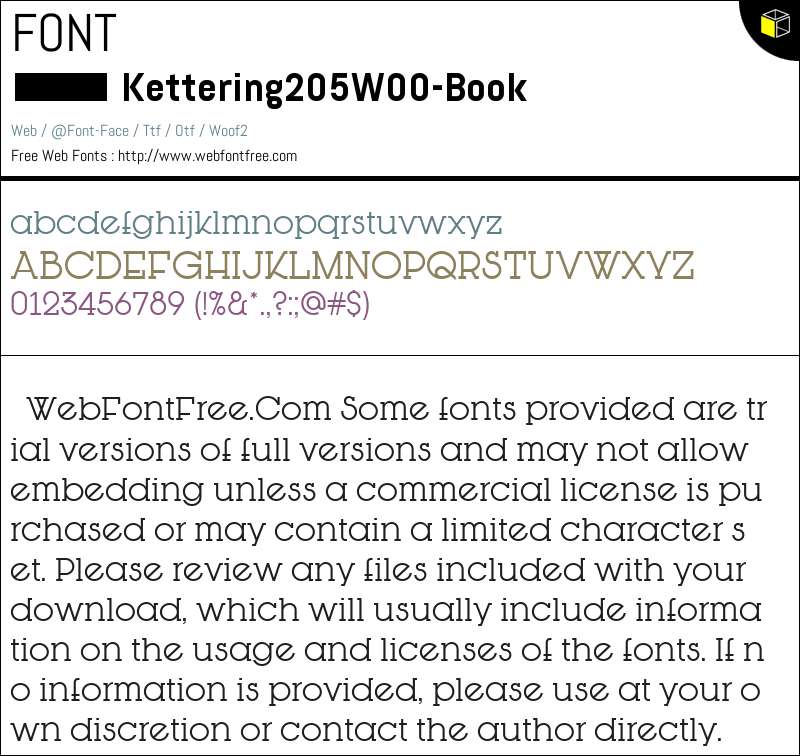 Kettering 205 W00 Book Fuentes Descargar - WebFontFree.Com