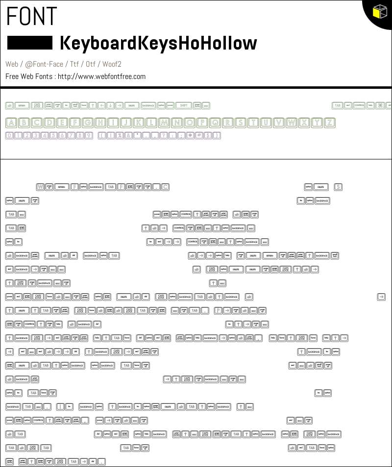 Keyboard KeysHo Hollow Fonts Downloads - WebFontFree.Com