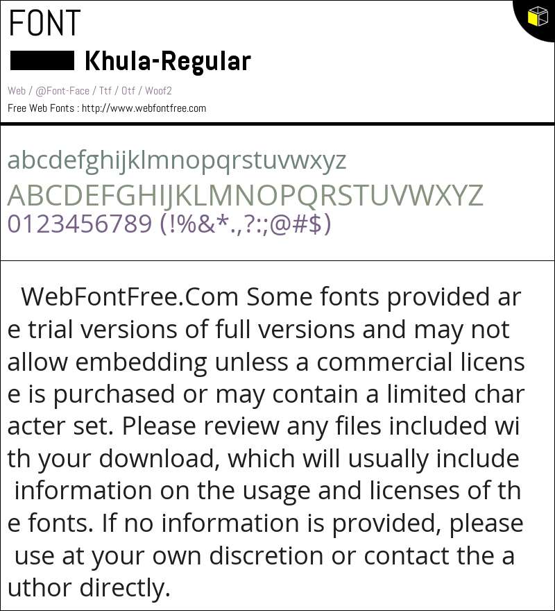 Khula Fonts Downloads - WebFontFree.Com