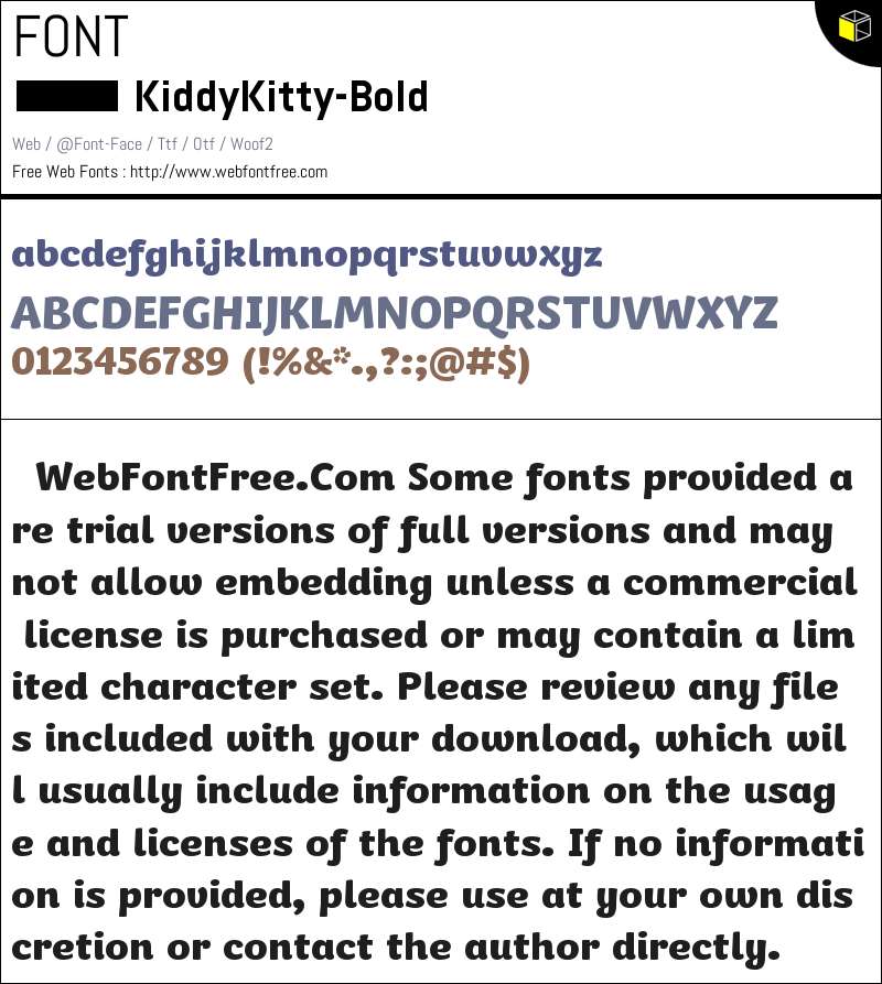 KiddyKitty-Bold Fonts Downloads - WebFontFree.Com