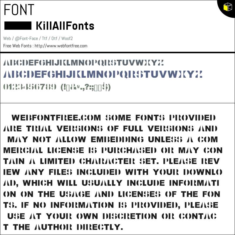 Kill All Fonts Fonts Downloads - WebFontFree.Com