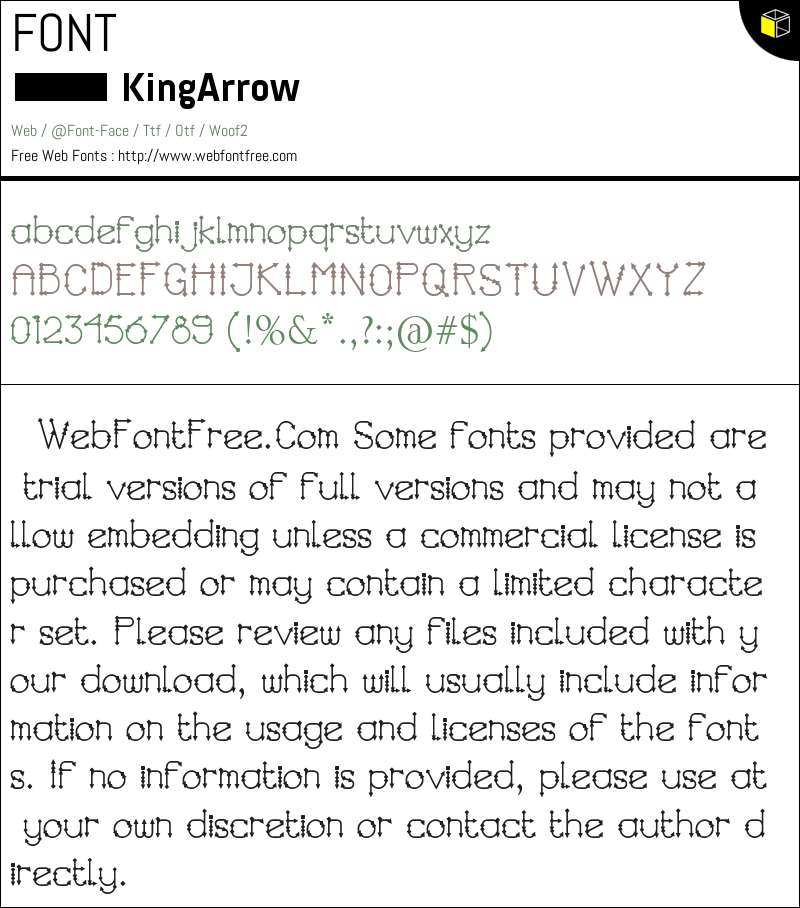 King Arrow Fonts Downloads - WebFontFree.Com