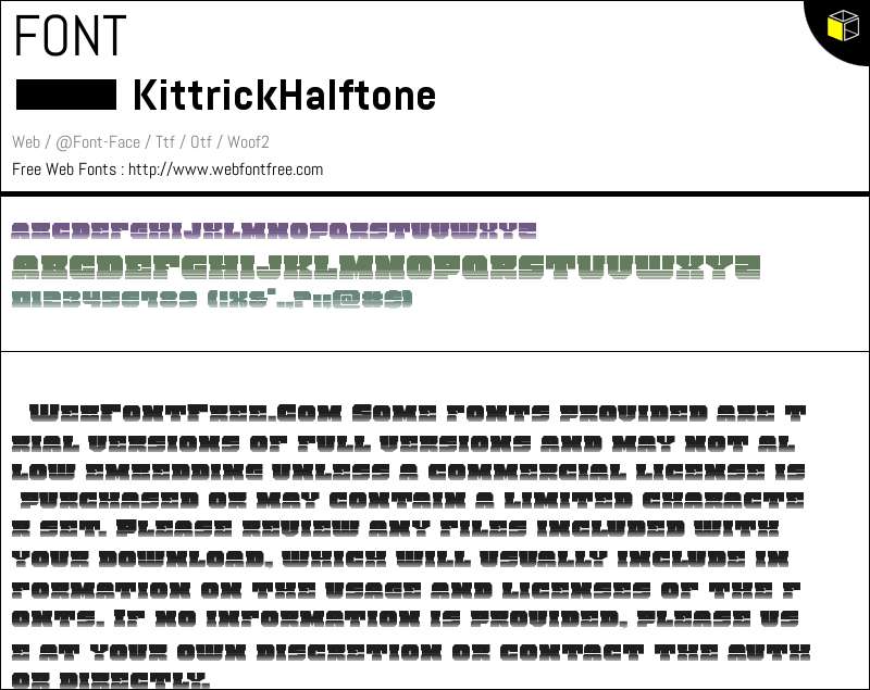 Kittrick Halftone Fonts Downloads - WebFontFree.Com