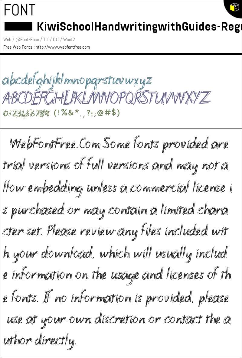 Kiwi School Handwriting with Guides Fonts Downloads - WebFontFree.Com