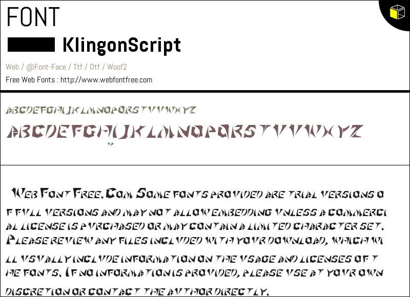 Klingon Regular Fonts Downloads - WebFontFree.Com
