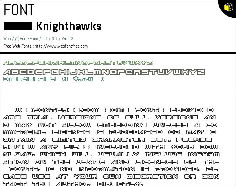 Knighthawks Fonts Downloads - WebFontFree.Com