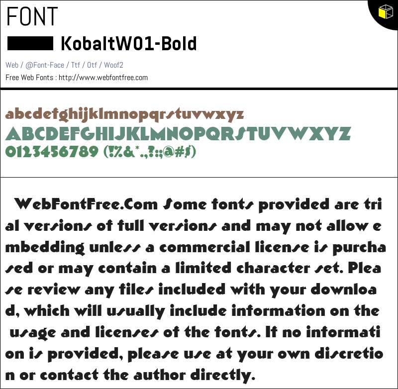 Kobalt W01 Bold Fonts Downloads - WebFontFree.Com