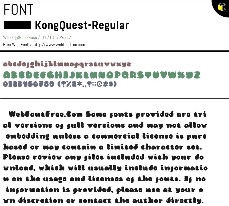 Kong Quest Fonts Downloads - WebFontFree.Com