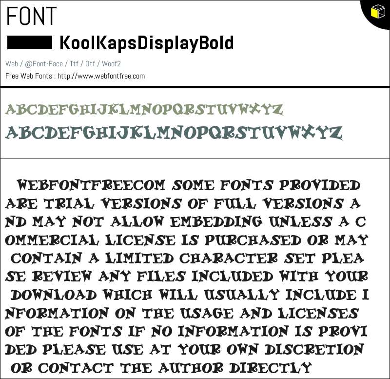 KoolKapsDisplay Bold Fonts Downloads - WebFontFree.Com